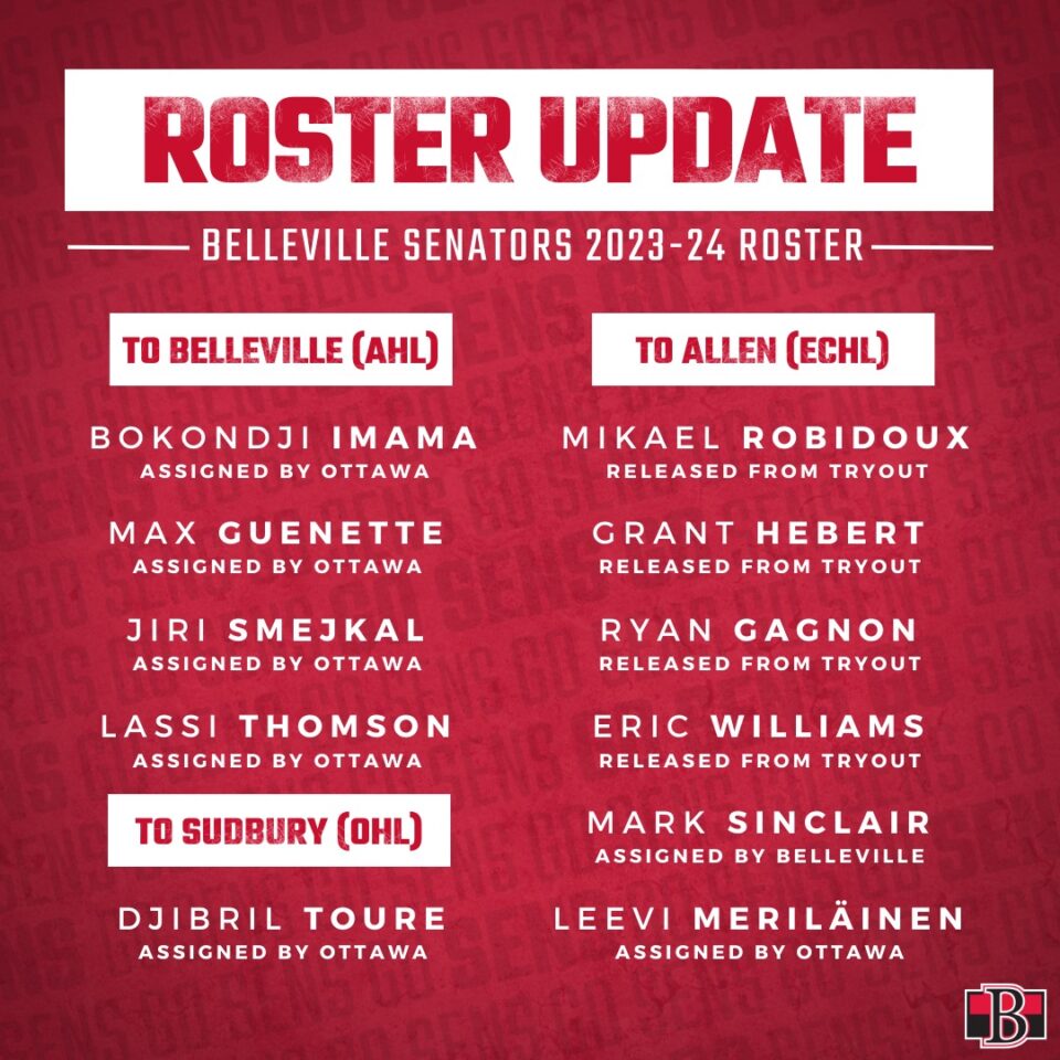 Belleville Senators issue preseason roster update – Belleville Sens